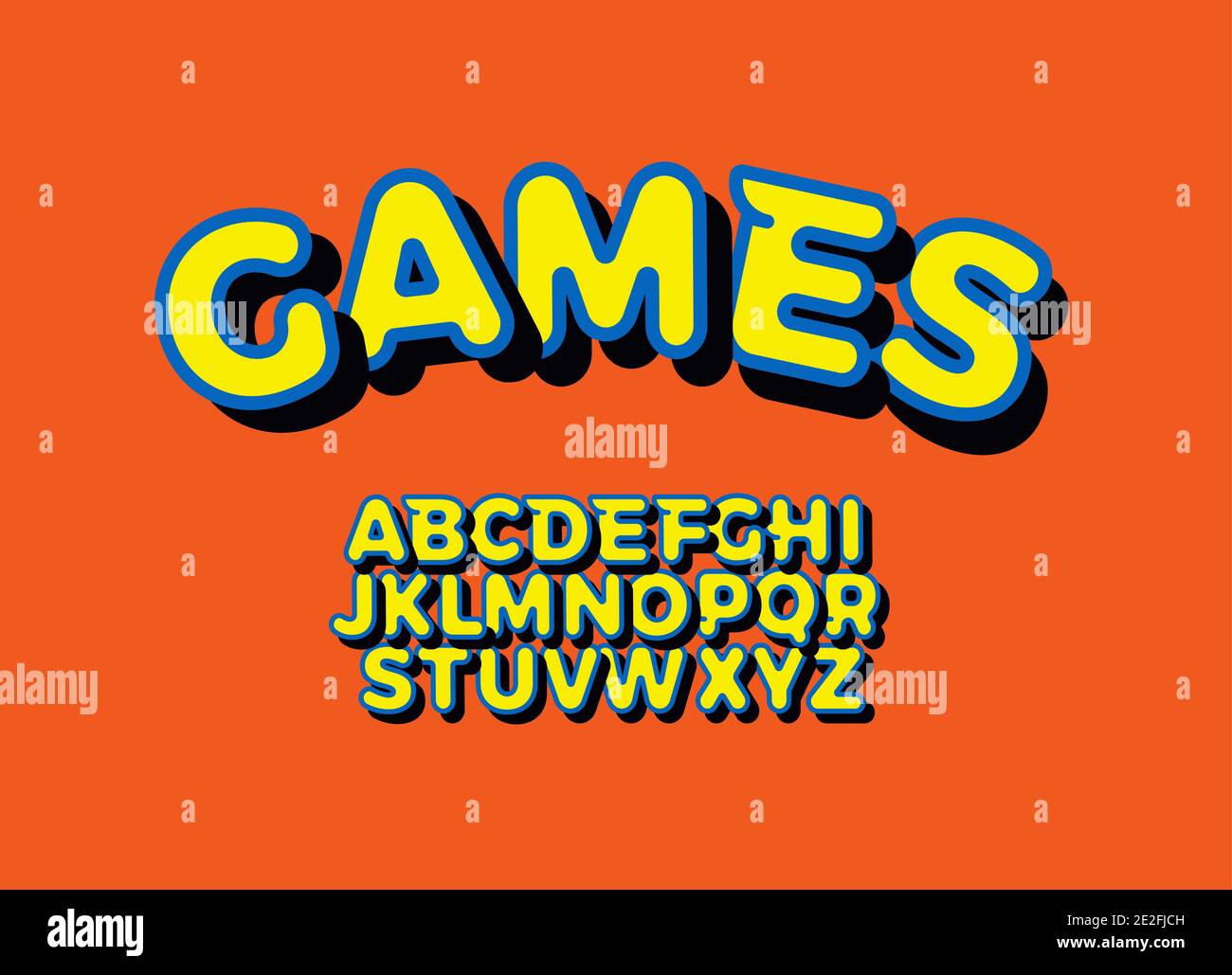 Bright yellow 3D font, bold alphabet for modern game logo, kids zone ...
