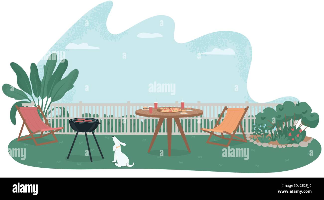Backyard barbecue 2D vector web banner, poster Stock Vector Image & Art ...