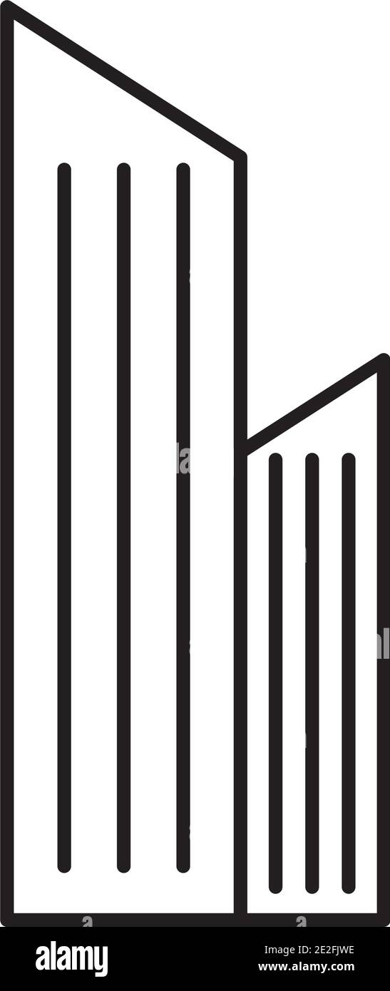 business tower building icon over white background, line style, vector ...