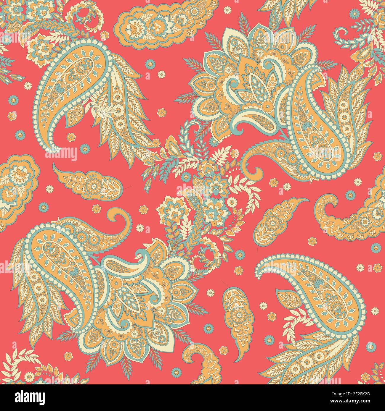 paisley floral vector illustration in damask style. seamless background ...