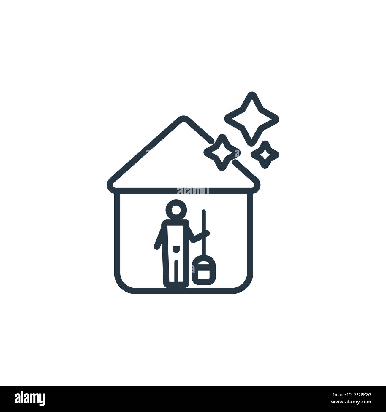 Cleaning house outline vector icon. Thin line black cleaning house icon ...