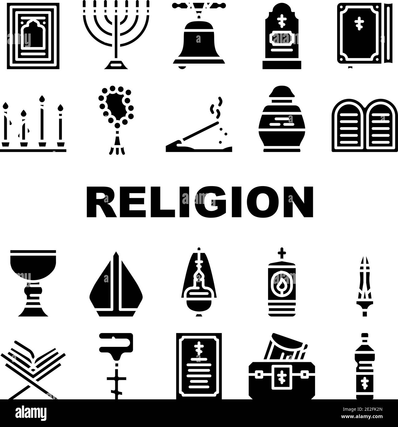 Religion Holy Praying Collection Icons Set Vector Stock Vector Image ...