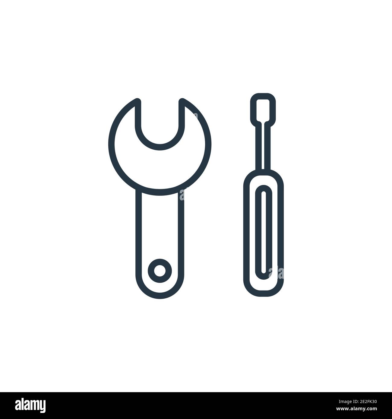 Tool button outline vector icon. Thin line black tool button icon, flat ...