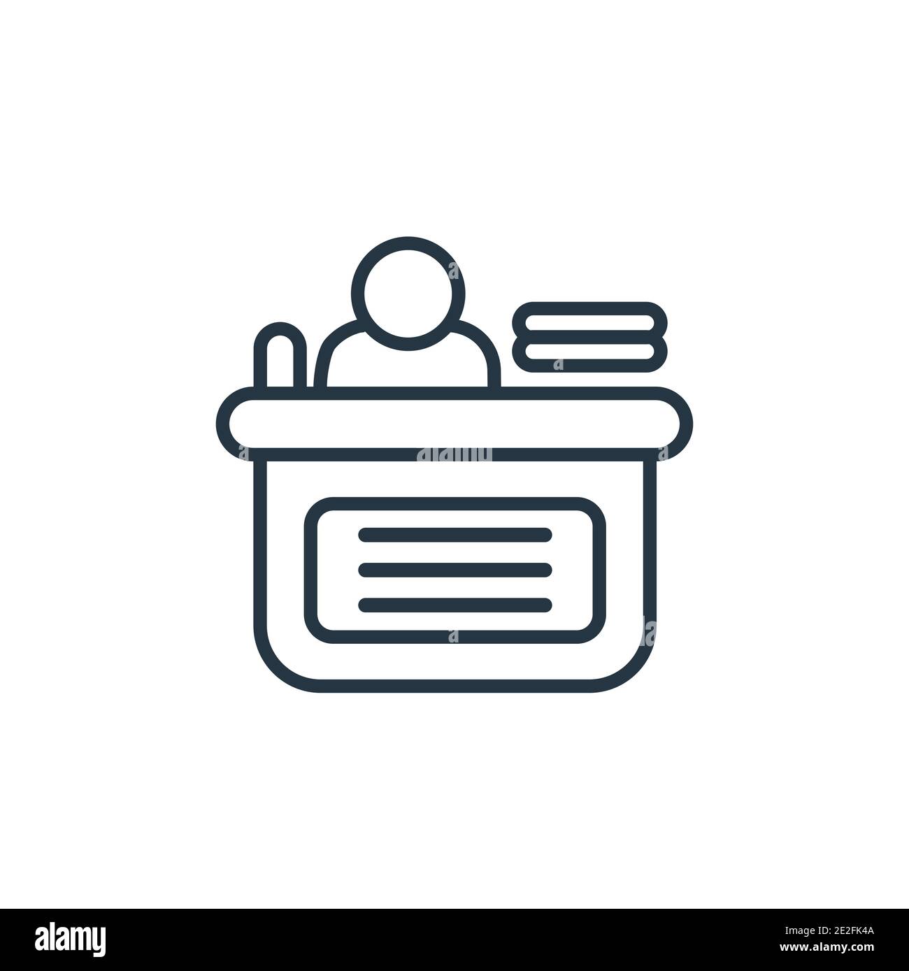 Director desk outline vector icon. Thin line black director desk icon ...