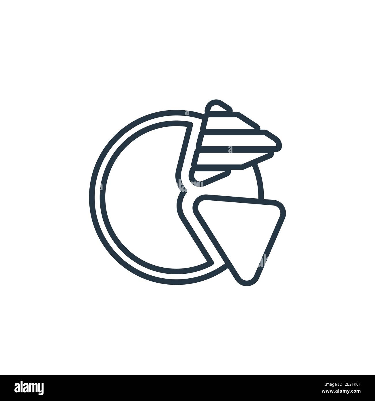 Pie chart statistics outline vector icon. Thin line black pie chart statistics icon, flat vector ...