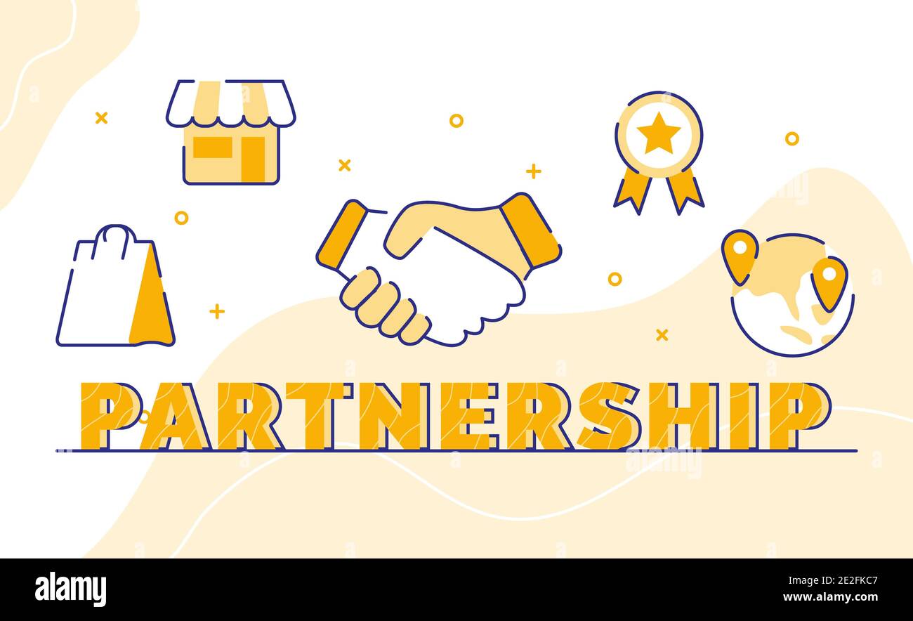 partnership typography word art background of icon handshake store ...