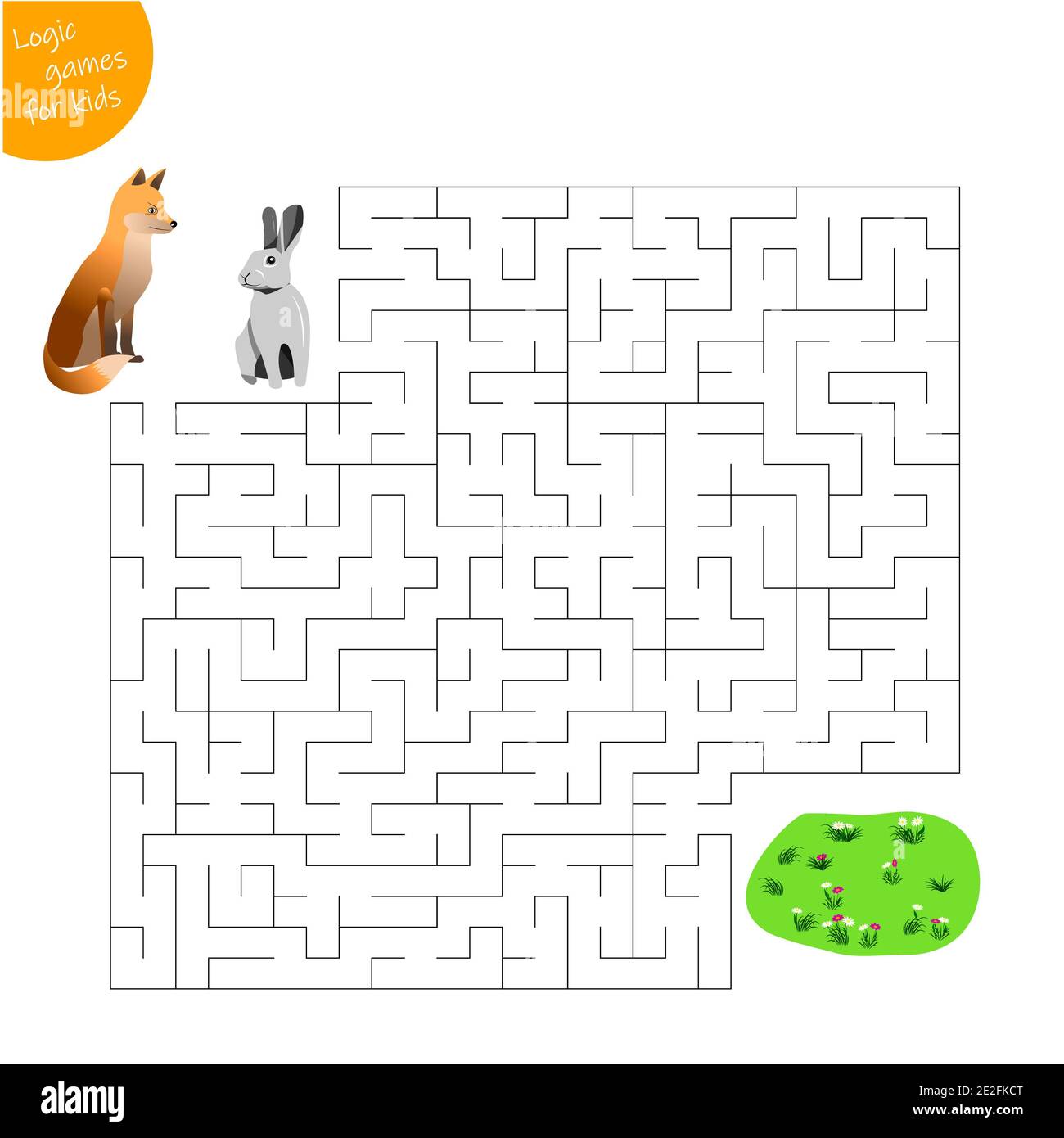 maze game for kids, help the hare escape from the fox and get to the ...