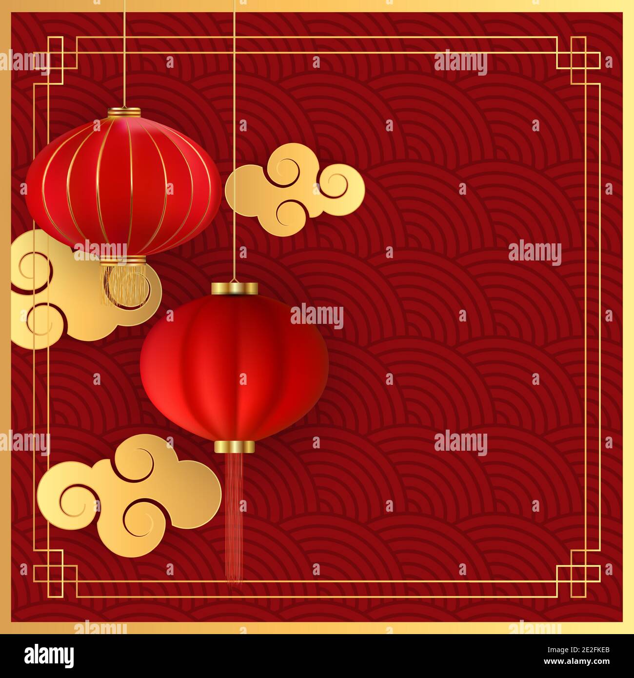 Abstract Chinese Holiday Background with hanging lanterns and gold ...