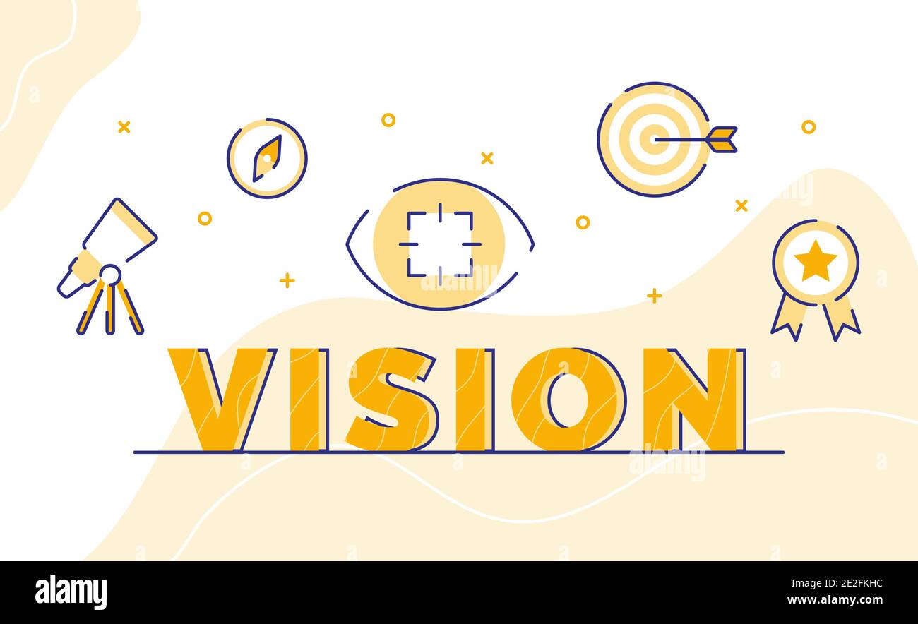 vision typography word art background of icon eye compass target ...