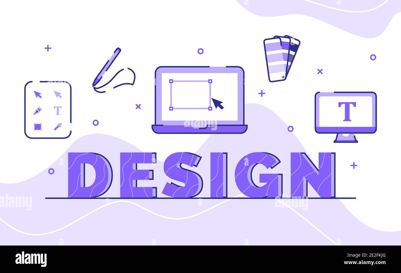 design typography word art background of icon tool palette color drawn ...