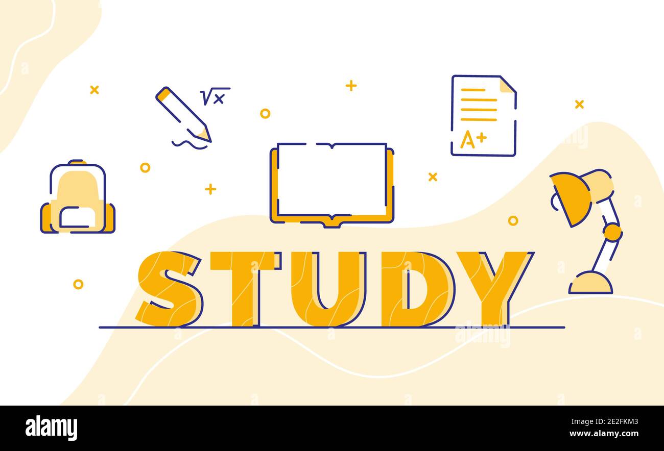 study typography word art background of icon open book bag exam result ...