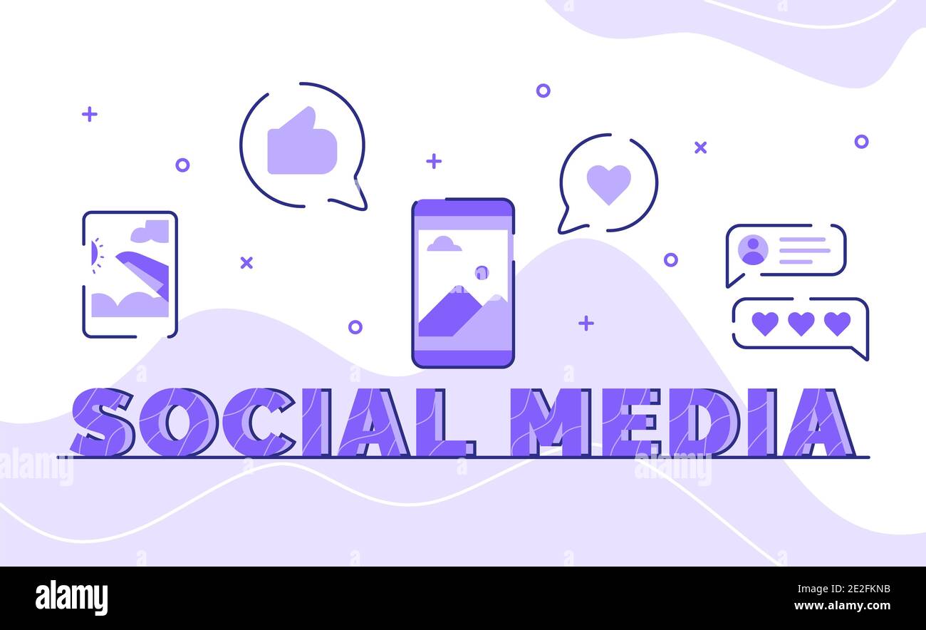 social media typography word art background of icon picture post ...