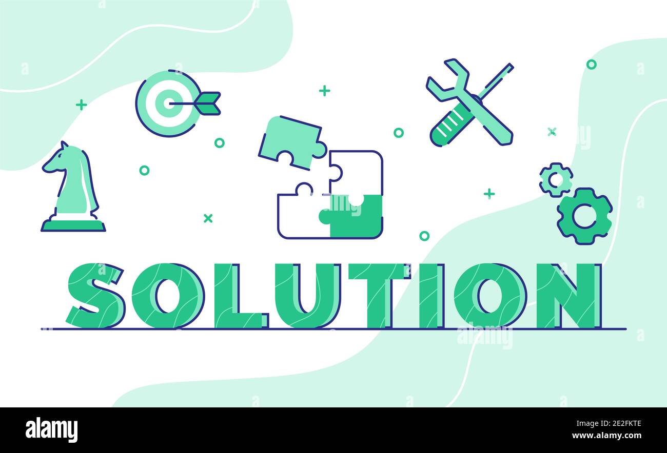 solution typography word art background of icon chess dart puzzle ...