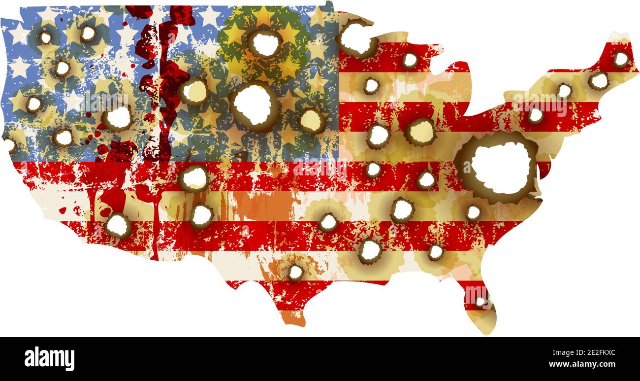 grungy USA flag with bullet holes, vector illustration Stock Vector ...