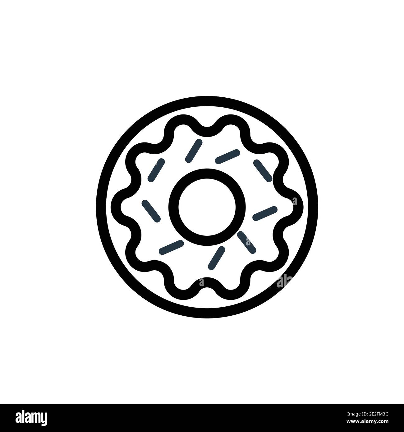 Donut outline vector icon. Thin line black donut icon, flat vector ...