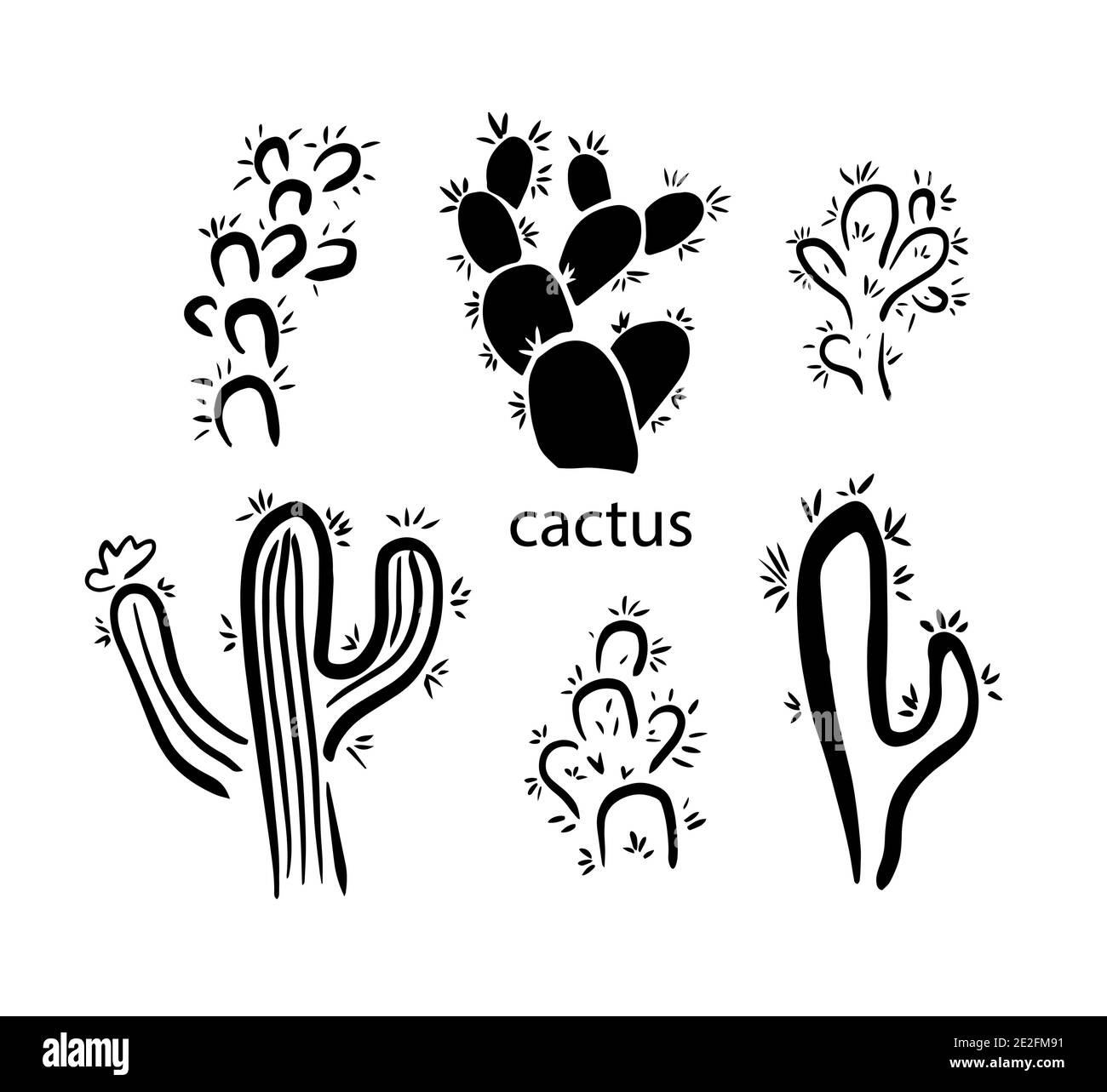 A set of simple cactus. Vector illustration Stock Vector Image & Art ...