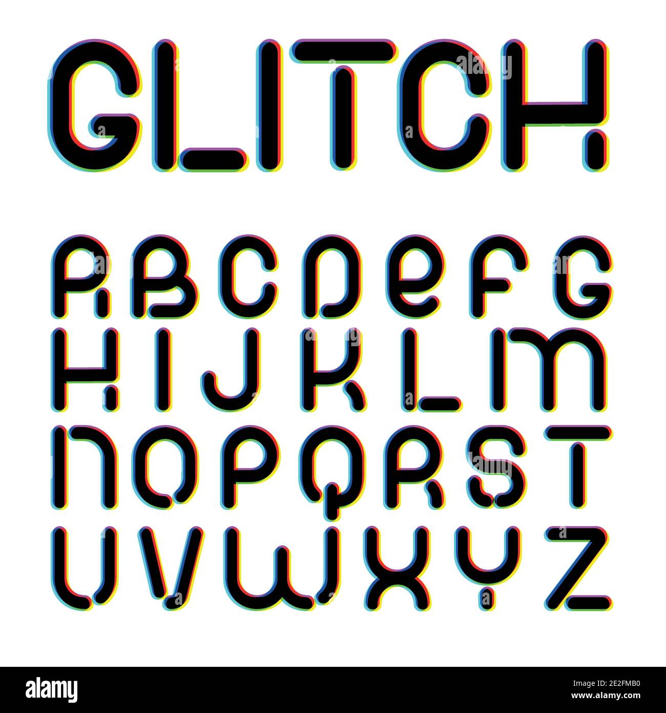 3d Glitch effect font. Latin letters from A to Z. Trending 2021 ...