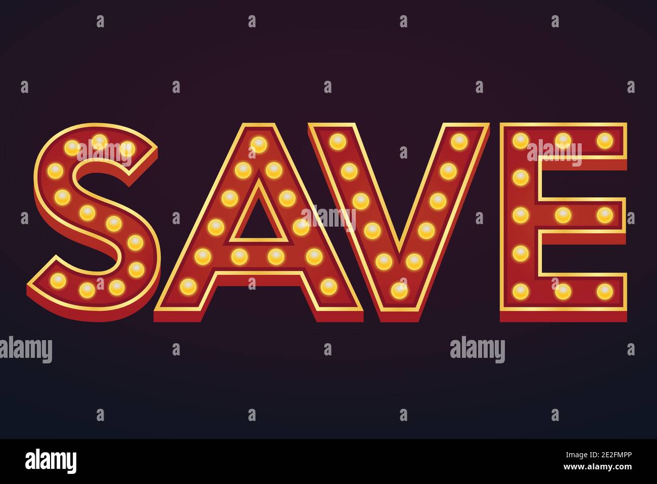 Save banner alphabet sign marquee light bulb vintage Stock Vector Image ...