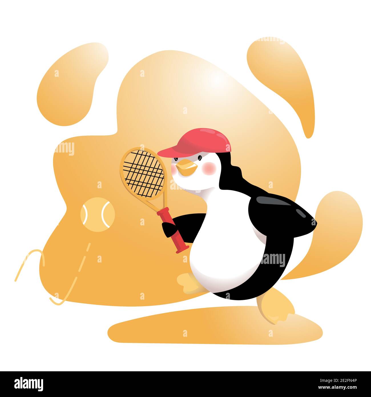 Cartoon Penguin is on Top of Playing Tennis Stock Vector Image & Art ...