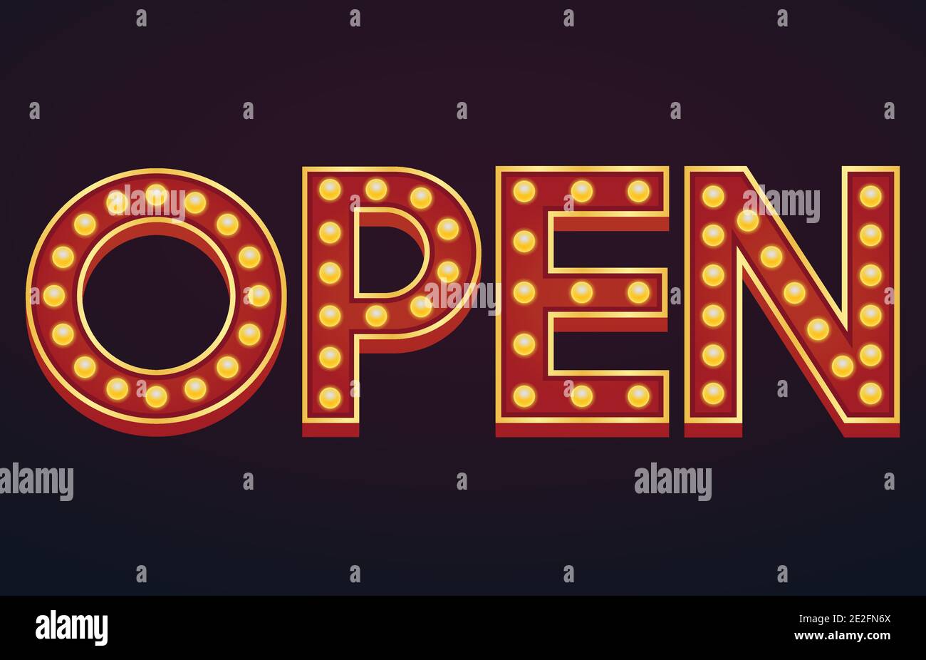 Open alphabet sign marquee light bulb vintage Stock Vector Image & Art ...