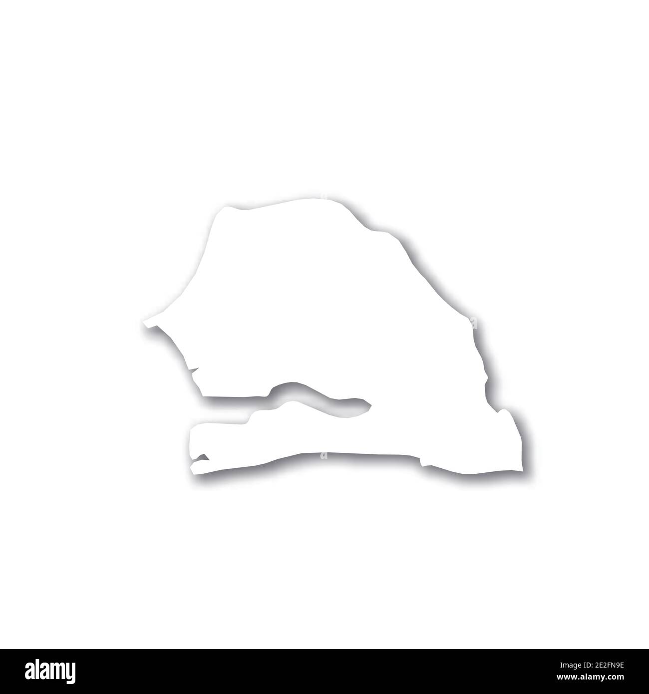 Senegal - white 3D silhouette map of country area with dropped shadow ...