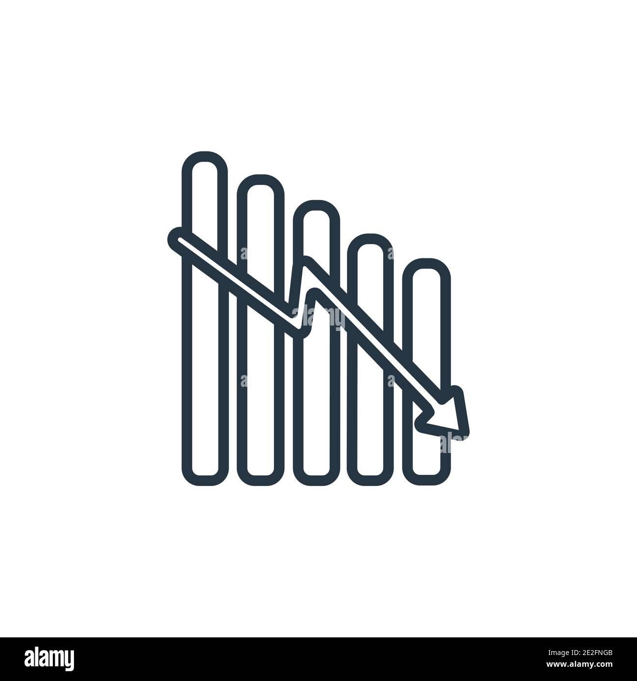 Data analytics descending line graphic outline vector icon. Thin line black data analytics ...