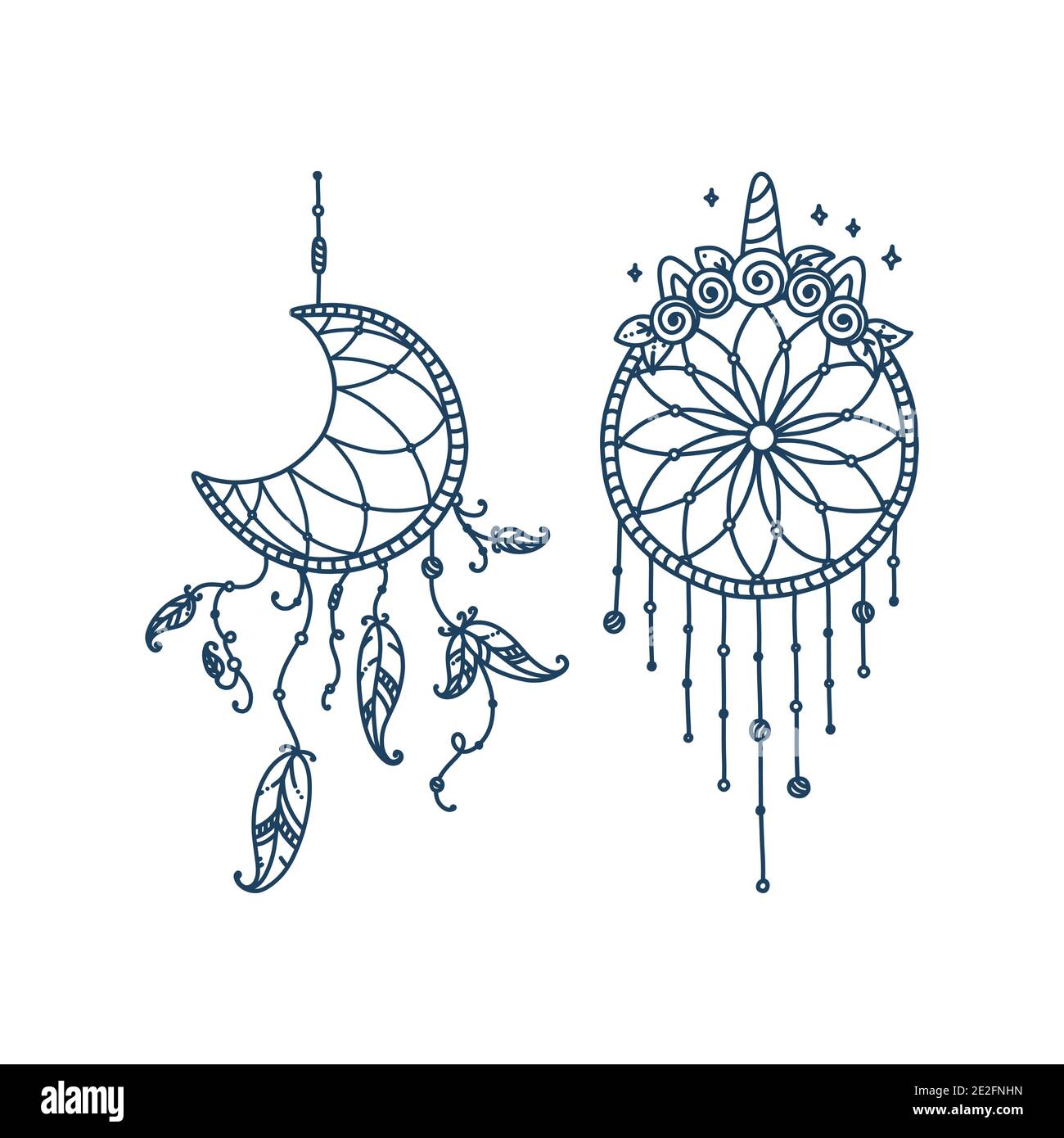 Unique Shaped Dream Catcher Drawings