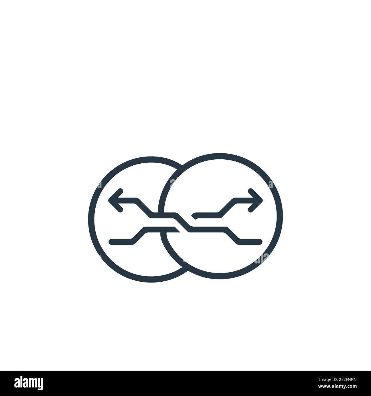 Merge charts outline vector icon. Thin line black merge charts icon, flat vector simple element ...