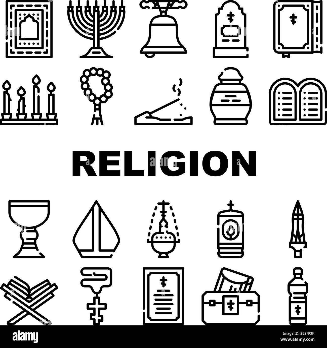 Religion Holy Praying Collection Icons Set Vector Stock Vector Image ...