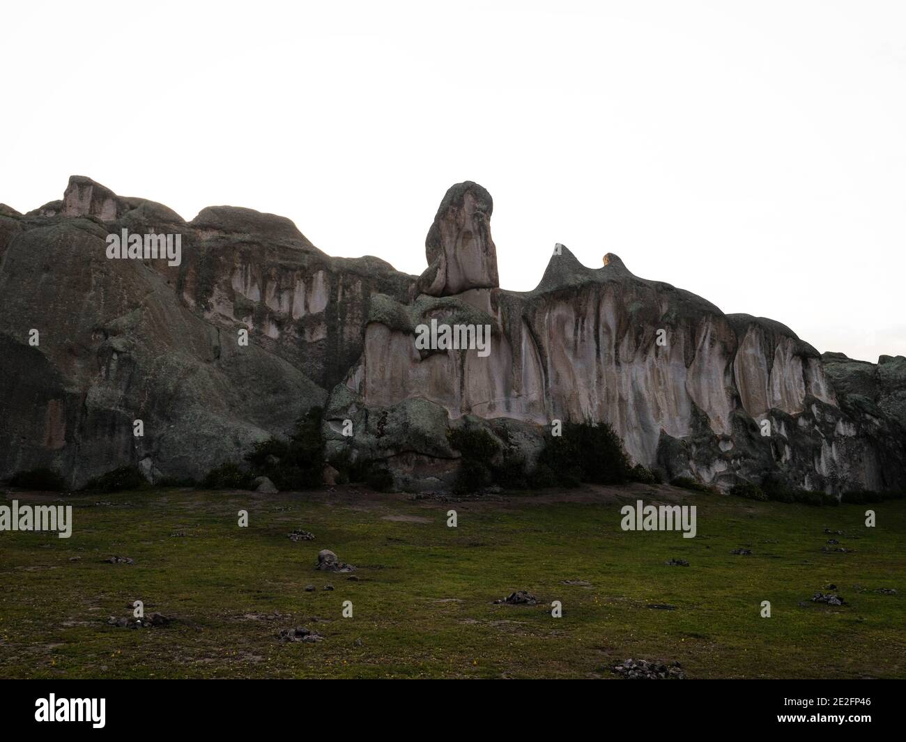 Panorama view of Marcahuasi andes plateau meseta rock formations ...