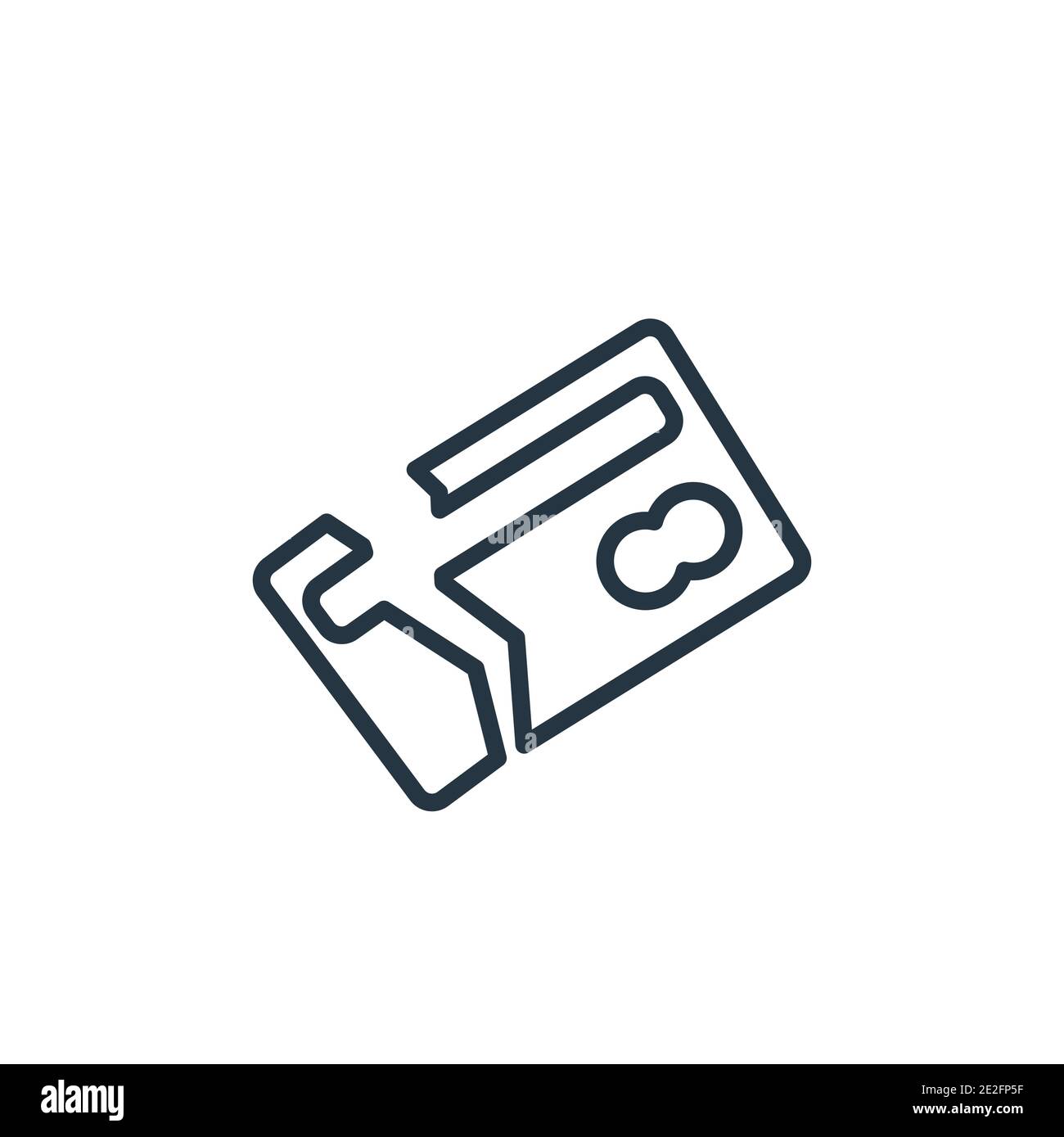 Broken credit card outline vector icon. Thin line black broken credit ...