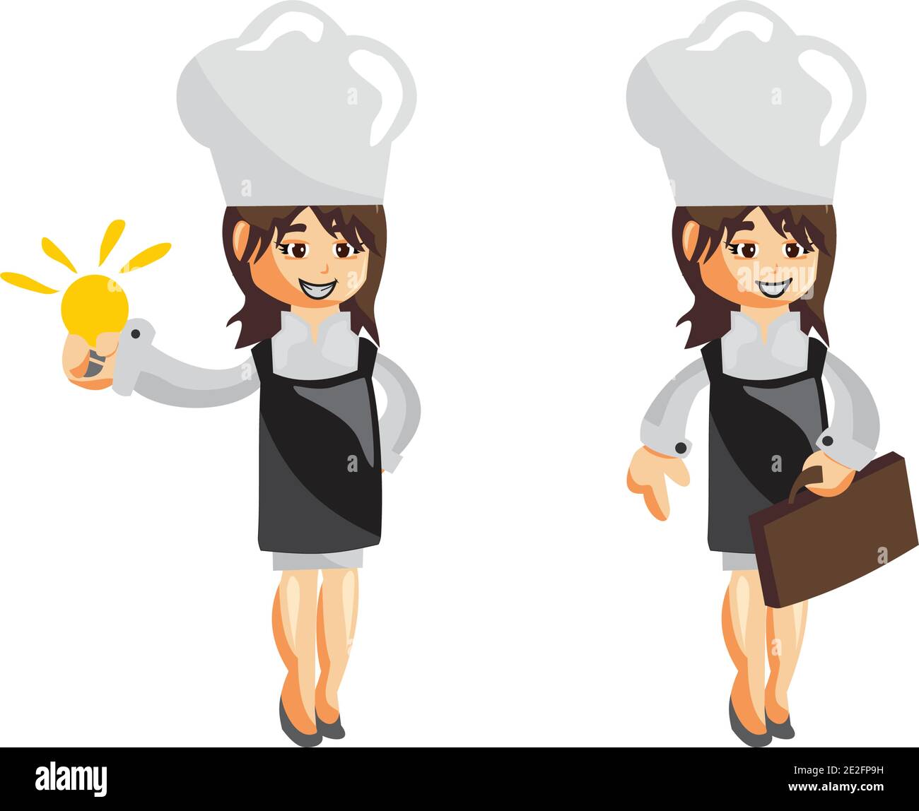 Chef Woman character Mascot creation Illustration Template Pose Set ...