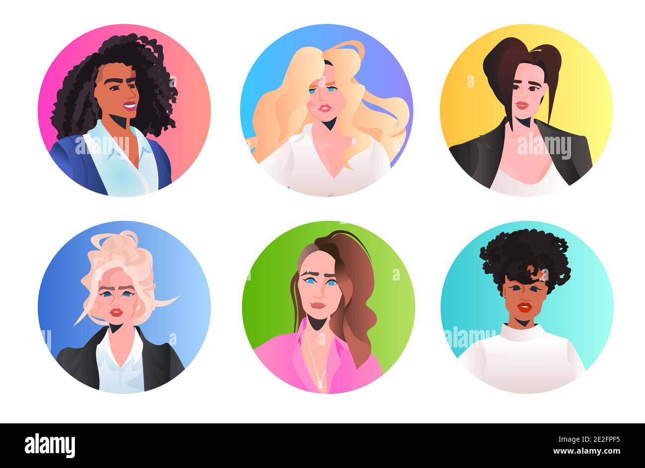 set businesswomen leaders faces avatars collection mix race business ...