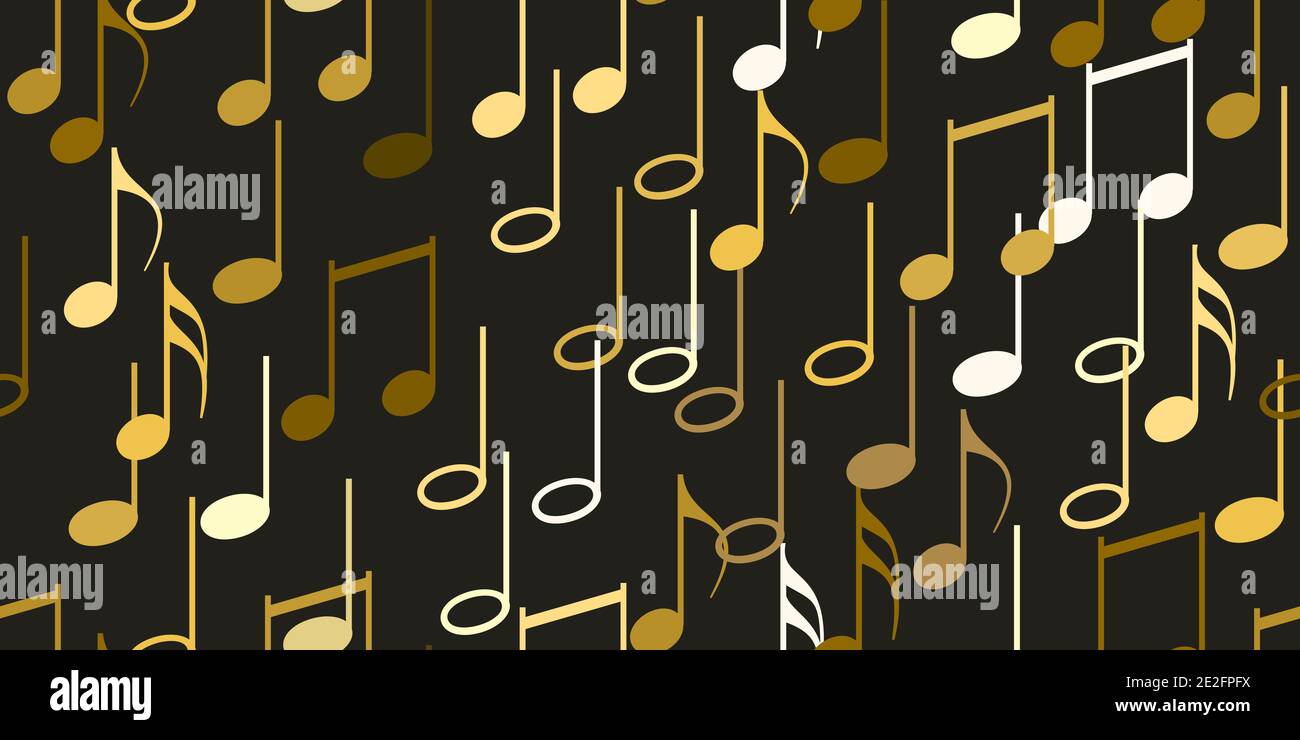 Seamless flying musical notes on black. Musical symbols for banner of ...