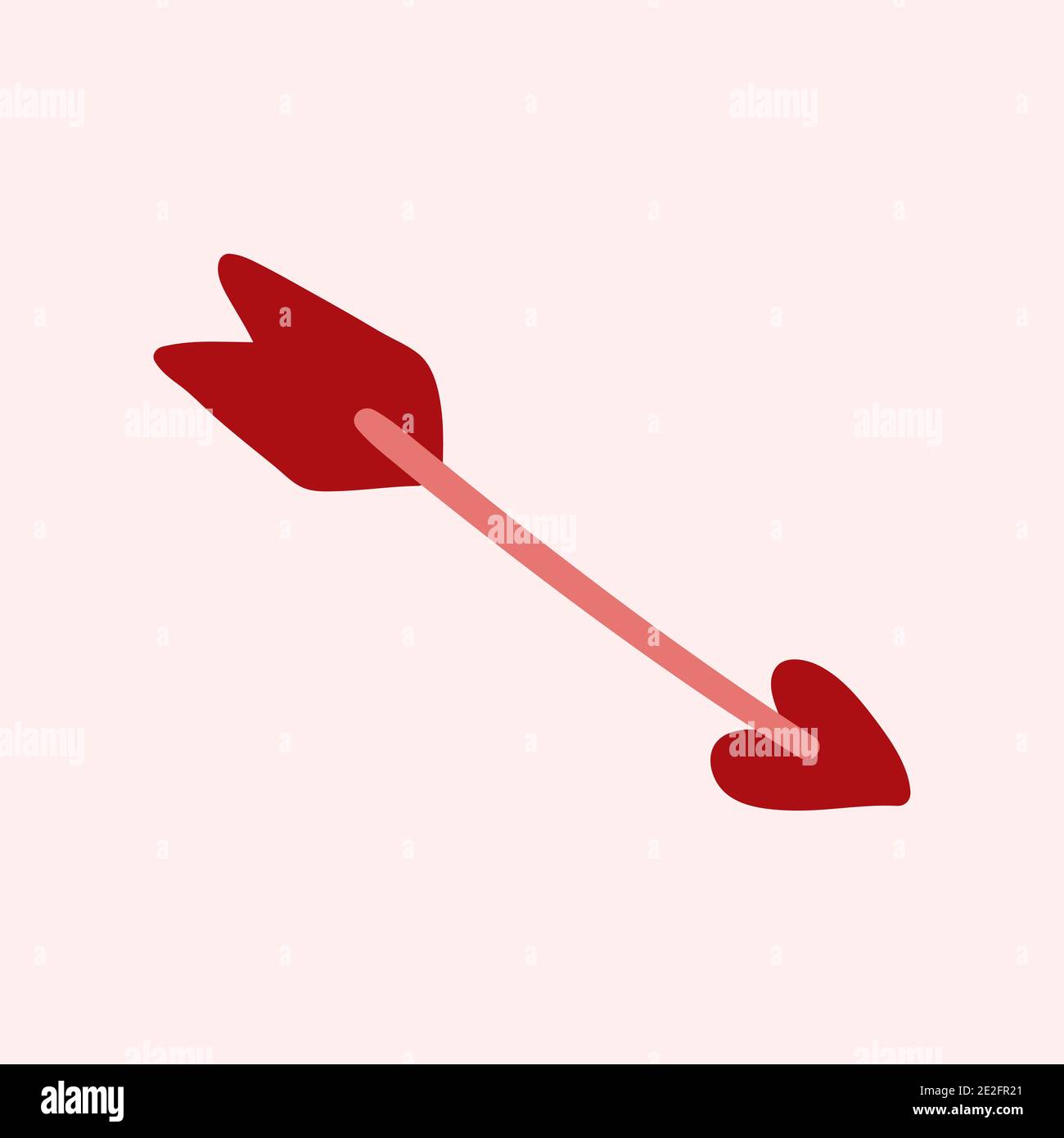 Valentines Day theme doodle Vector icon of hand drawn arrow with heart ...