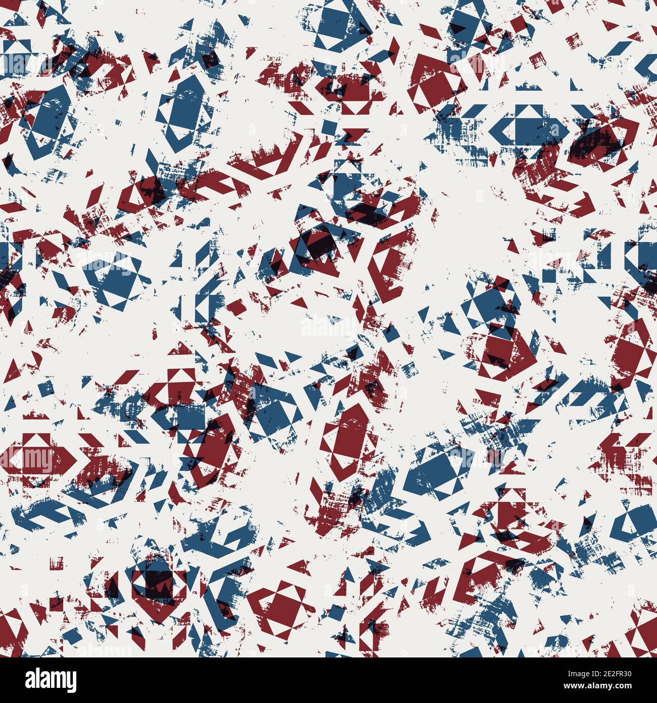 Seamless geo pattern in red blue black white Stock Photo - Alamy