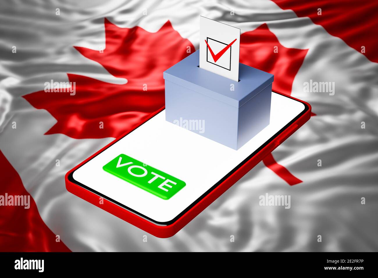 3d illustration of a voting box with a billboard standing on a ...