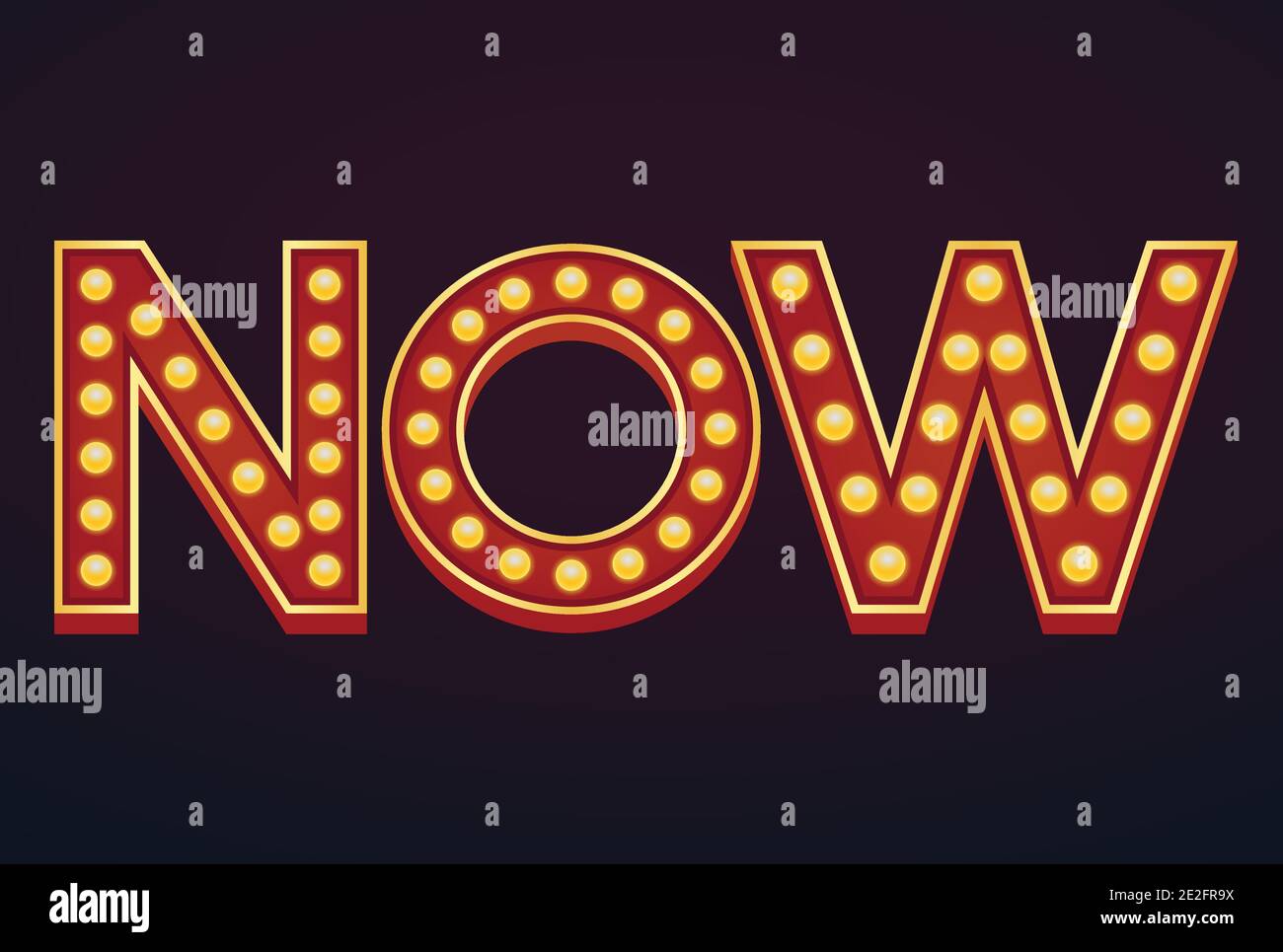 Now banner alphabet sign marquee light bulb vintage Stock Vector Image ...