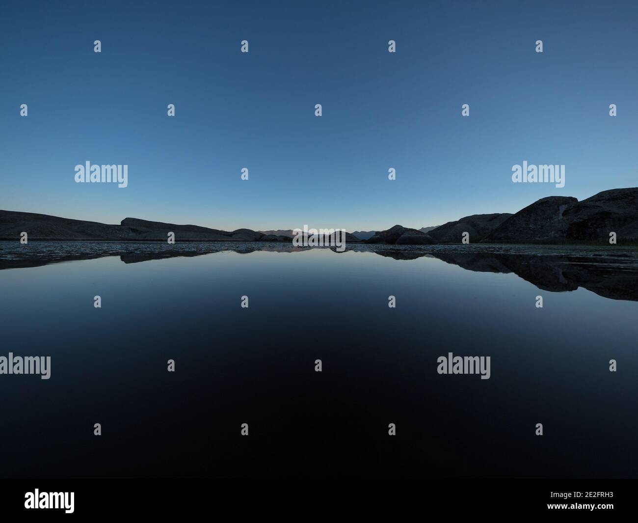 Lake panorama view at Marcahuasi andes plateau meseta rock formations ...