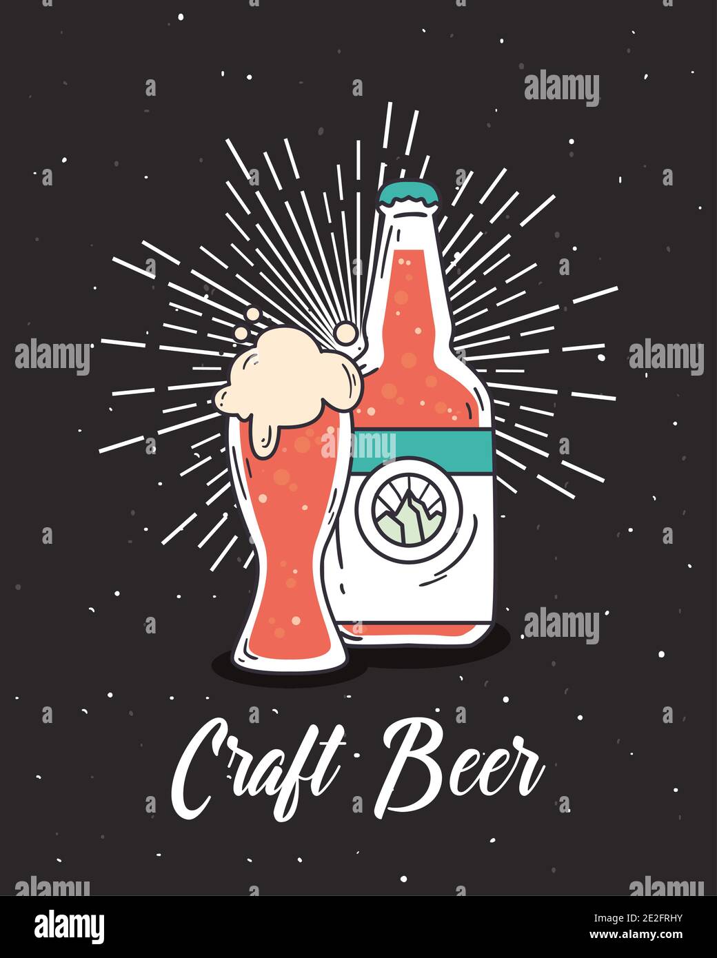 Craft beer glass and bottle design, Pub alcohol and bar theme Vector ...