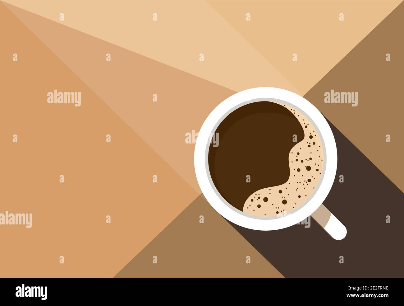 Espresso coffee cup top view. Hard light, graphic colorful background ...