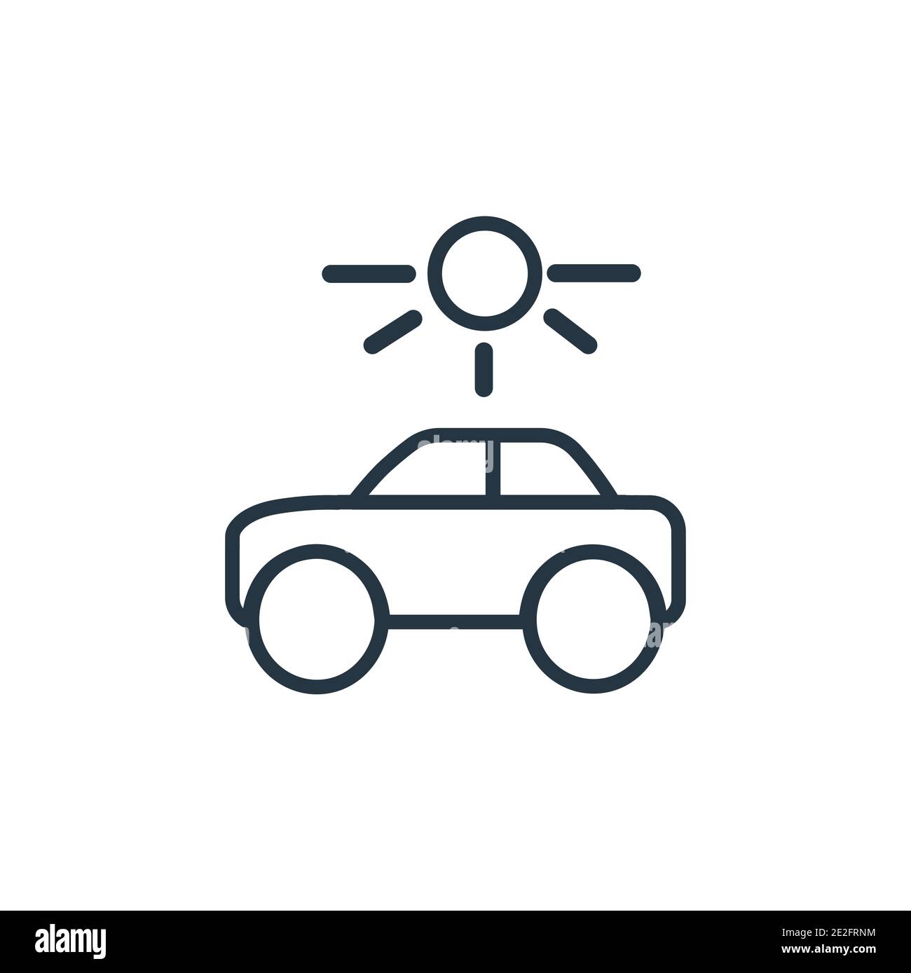 Solar energy car outline vector icon. Thin line black solar energy car ...