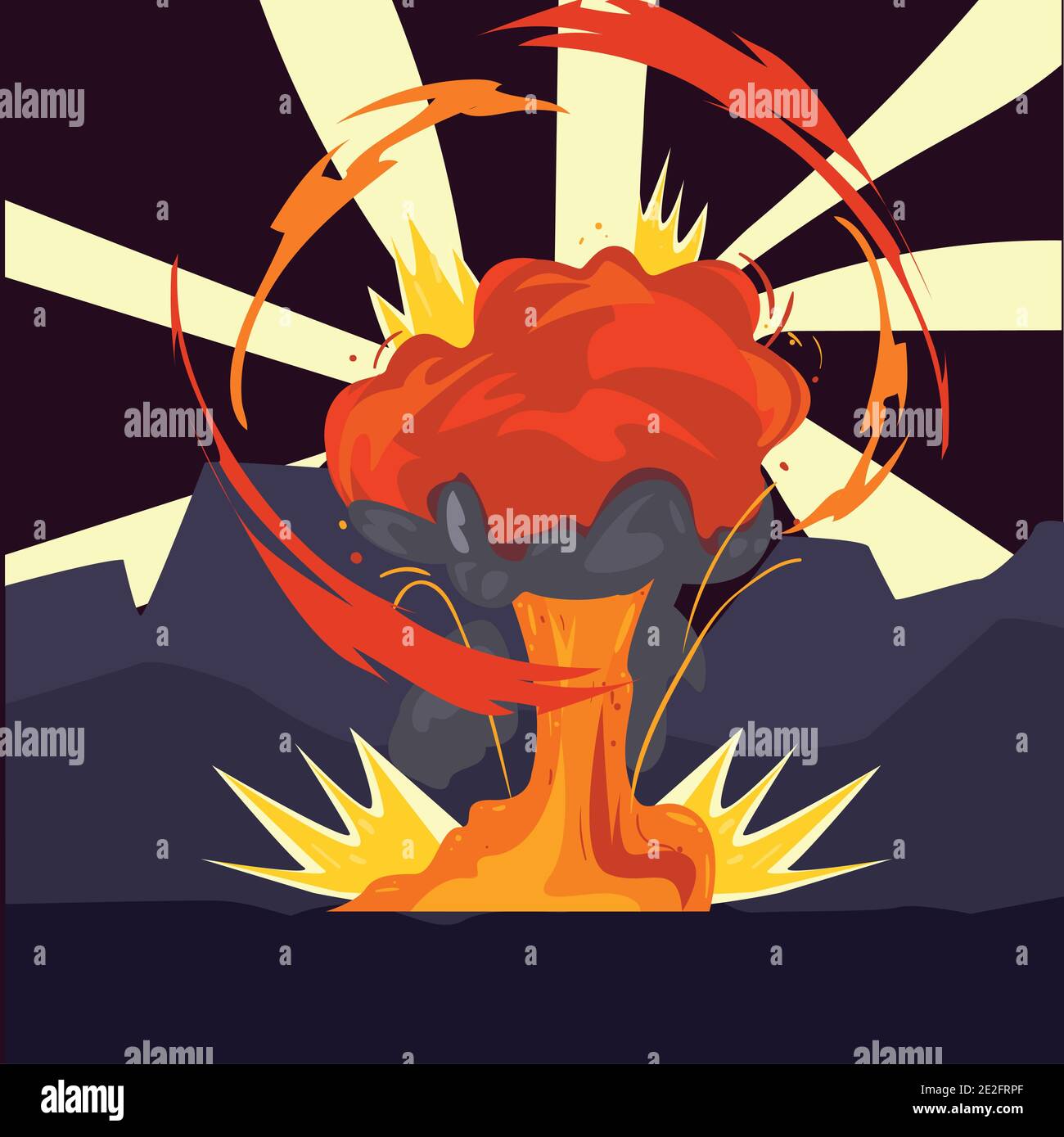Military explosion flame in front of mountains design, Weapon ...