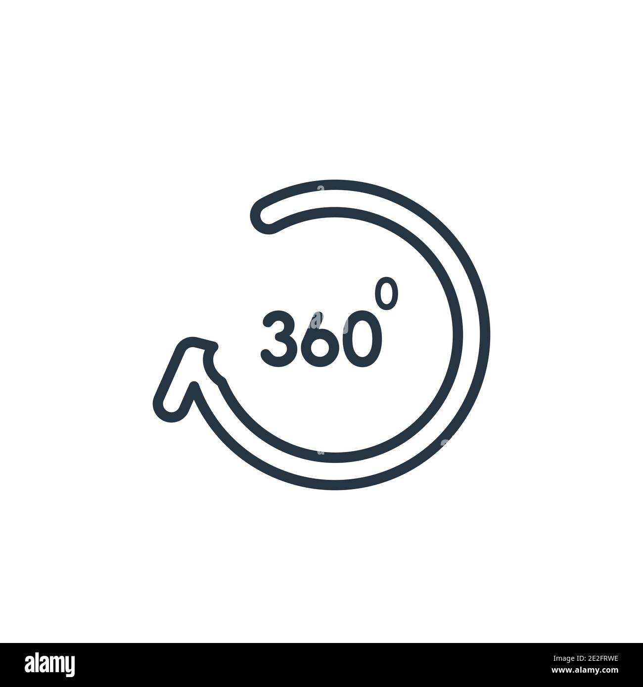 360 degrees outline vector icon. Thin line black 360 degrees icon, flat ...