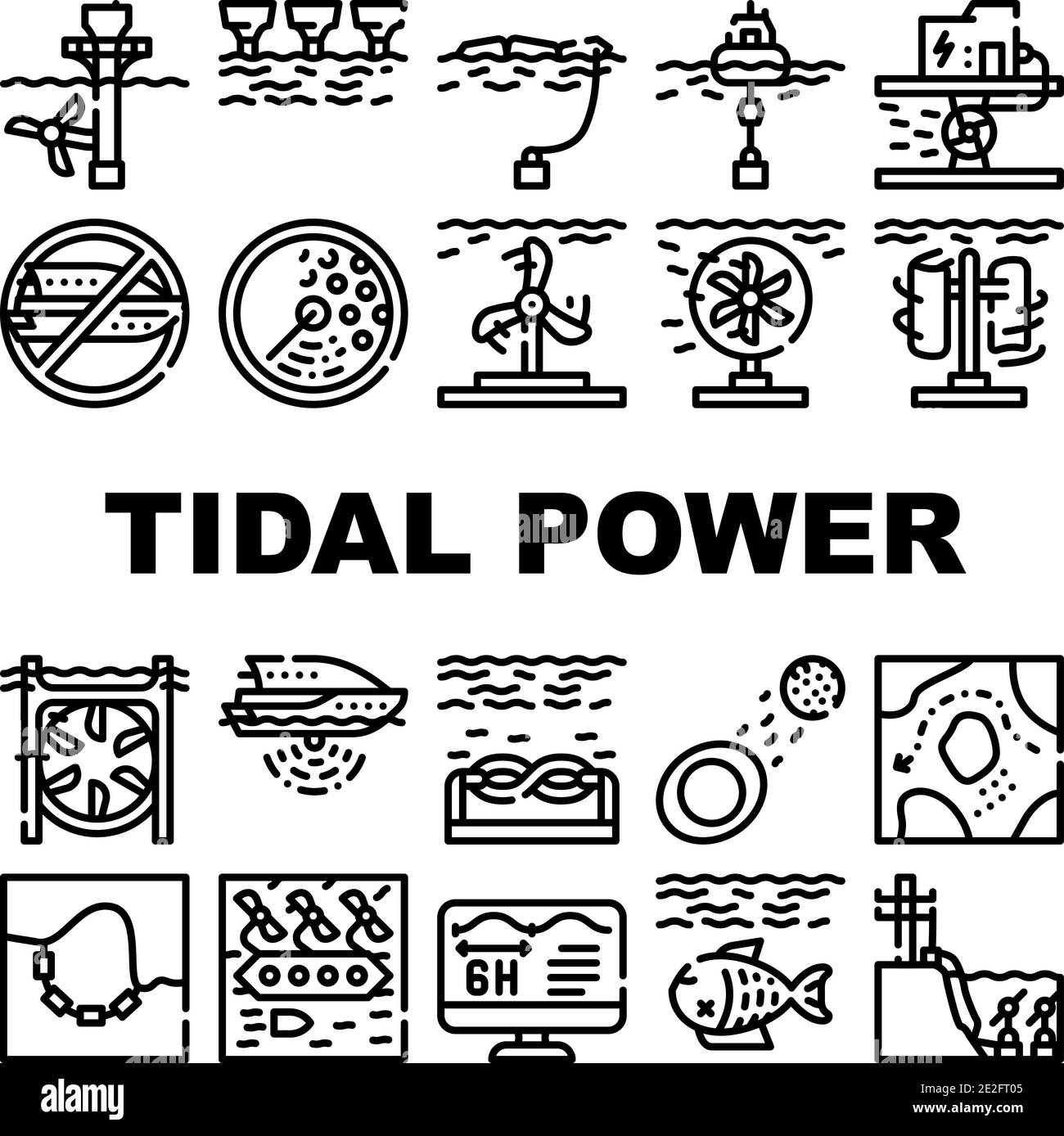 Tidal Power Plant Collection Icons Set Vector Stock Vector Image & Art ...
