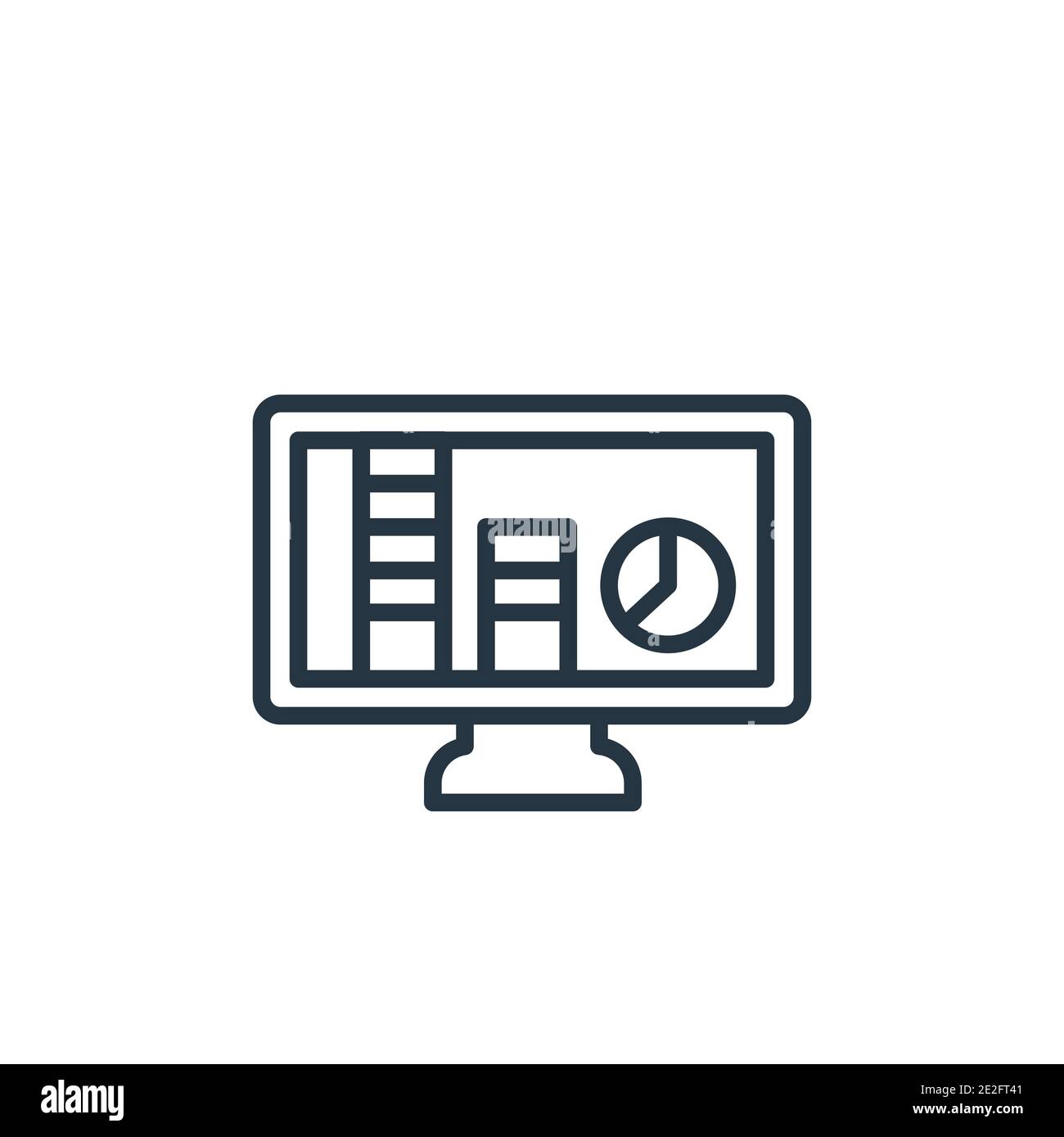 Analytics monitor outline vector icon. Thin line black analytics monitor icon, flat vector ...