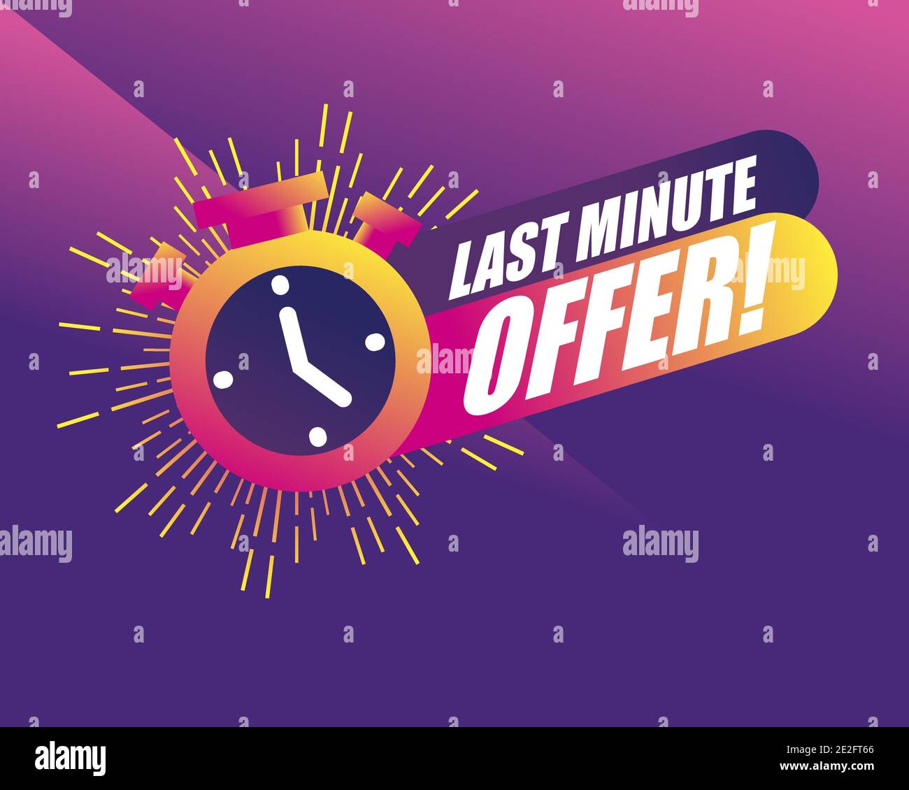 last minute offer with chronometer on purple background design, sale ...
