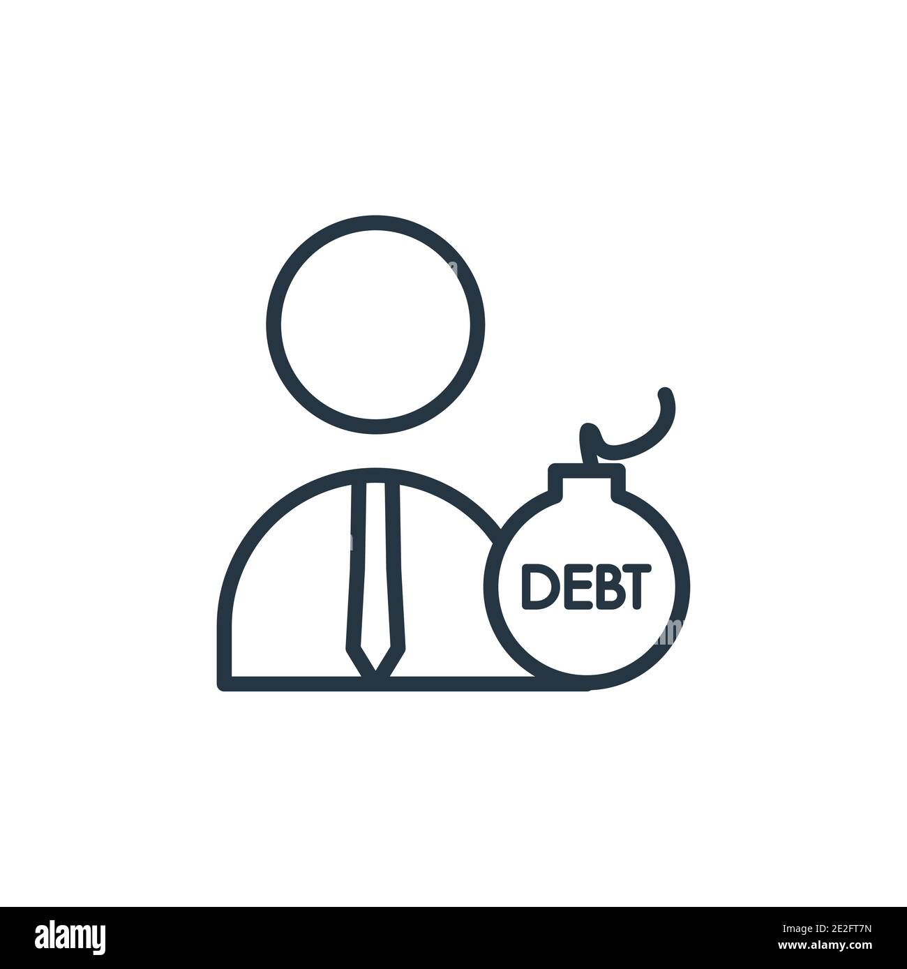 Debt outline vector icon. Thin line black debt icon, flat vector simple ...