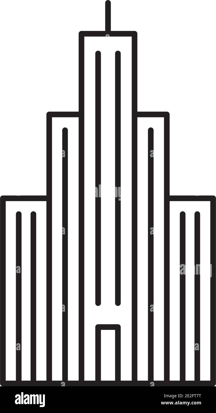 city skyscraper building icon over white background, line style, vector ...