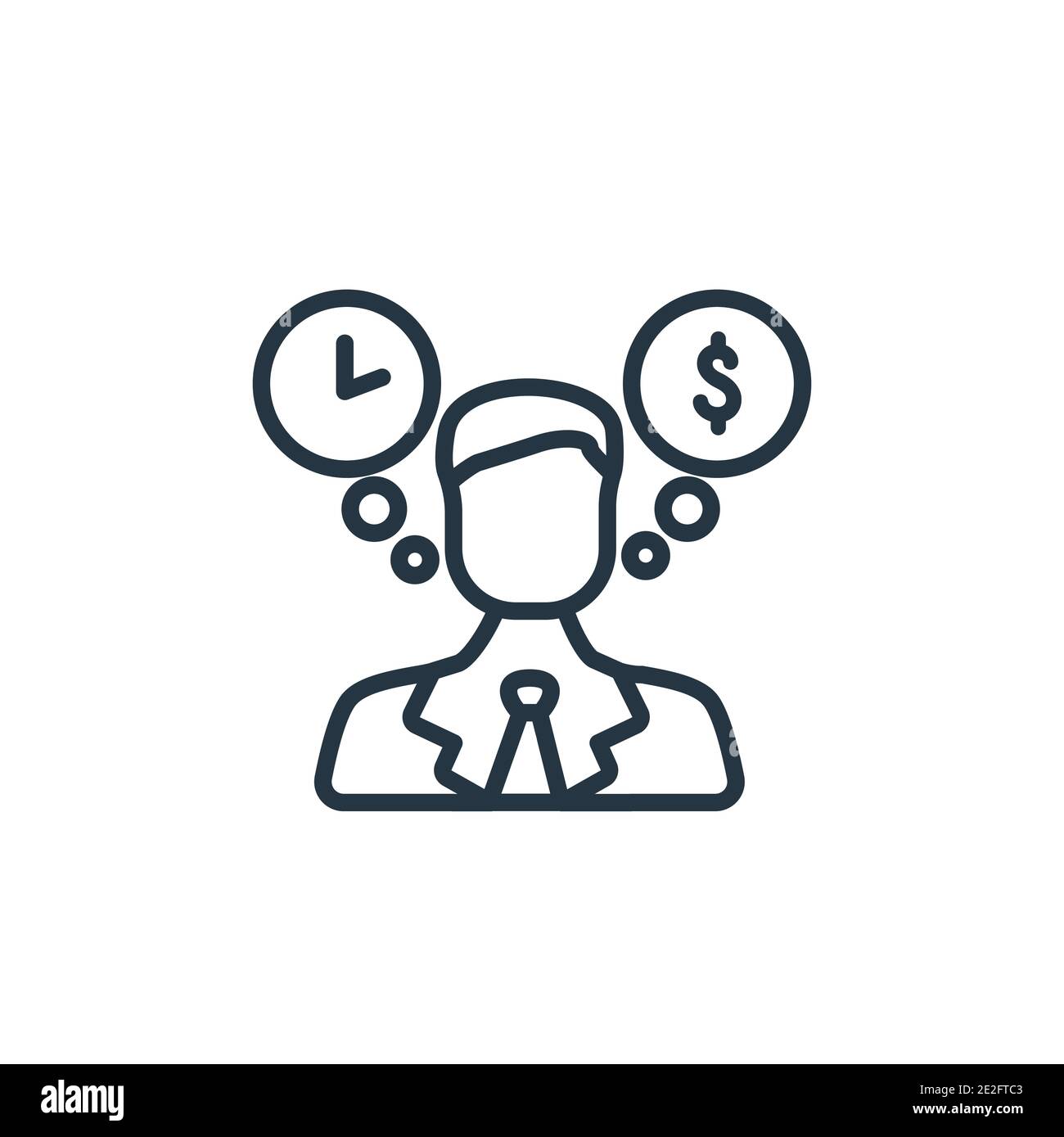 Worker money time outline vector icon. Thin line black worker money ...